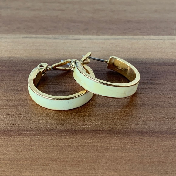 Vintage | Jewelry | Vintage Enamel Gold Tone Hoops | Poshmark